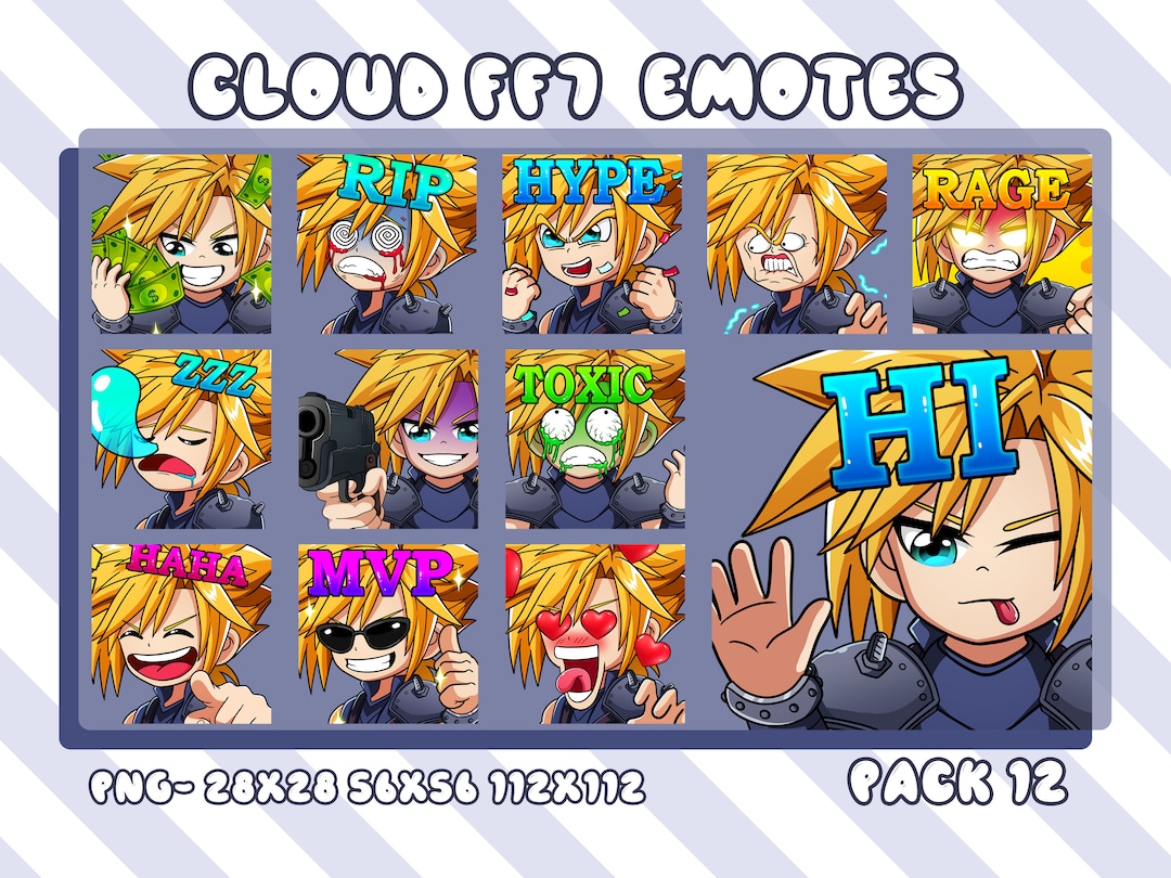 Final Fantasy 7 Cloud Strife Twitch Static Emotes Pack, Twitch Cloud ...