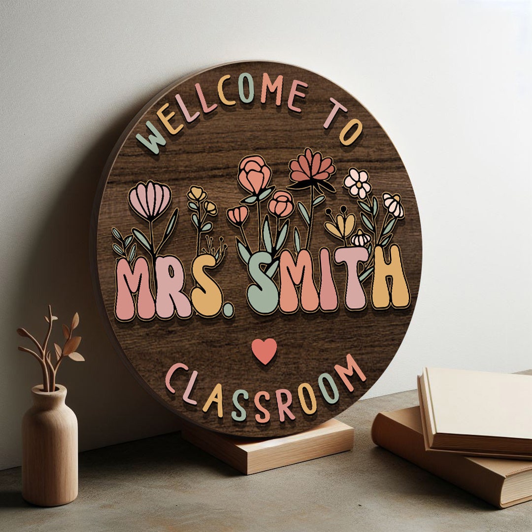 Personalized Teacher Wooden Sign, Custom Teacher Name Sign, Back to ...