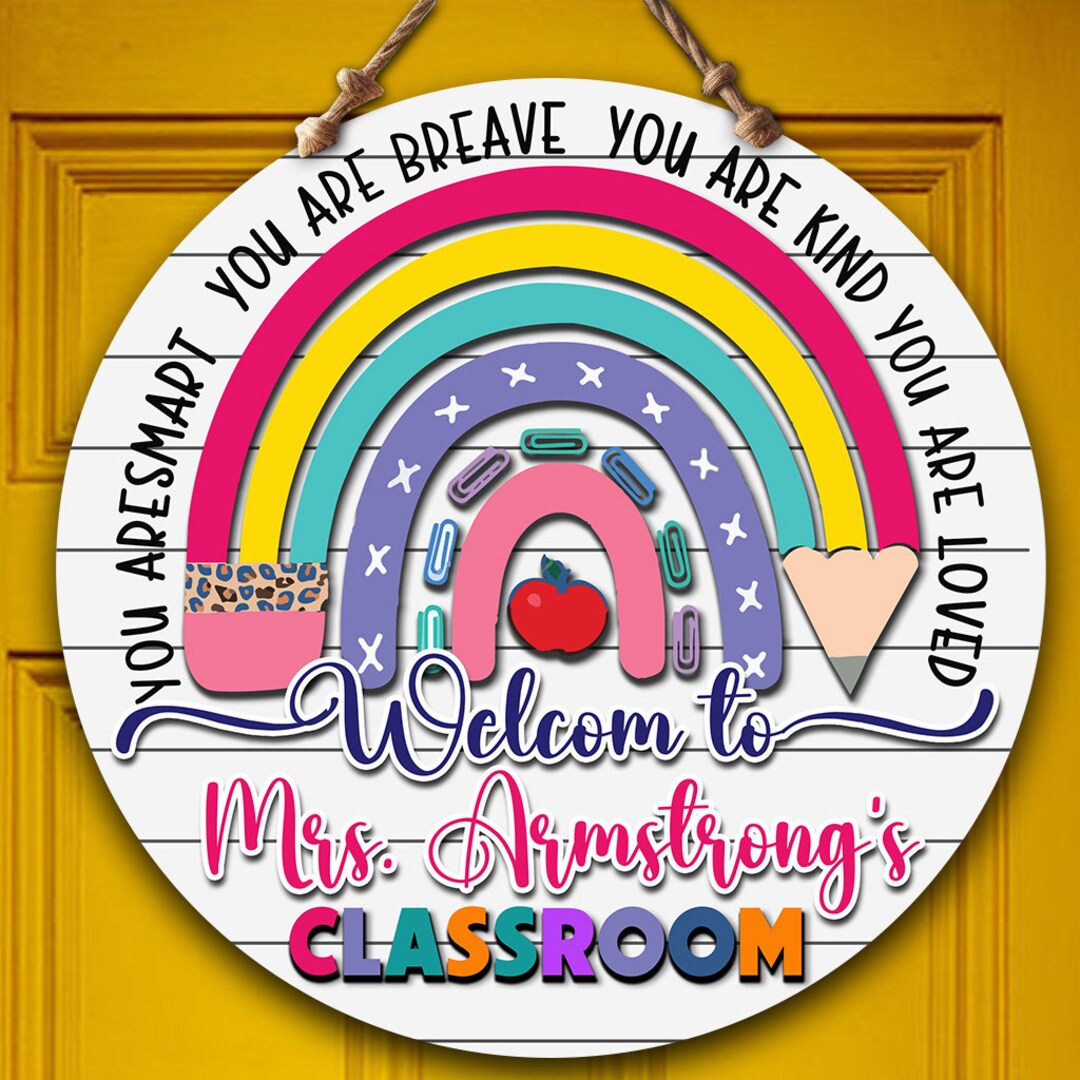 Classroom Door Sign Personalized Teacher Door Hanger - Custom Classroom ...
