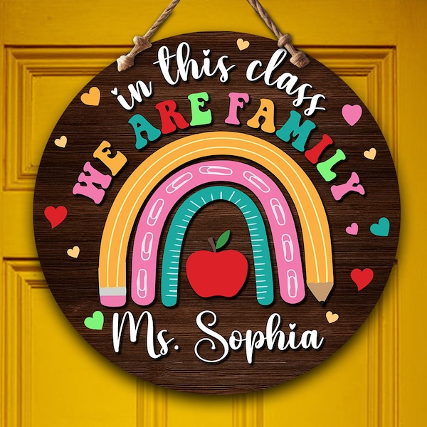 Personalized Teacher Door Hanger, Custom Teacher Name Sign, Back to ...