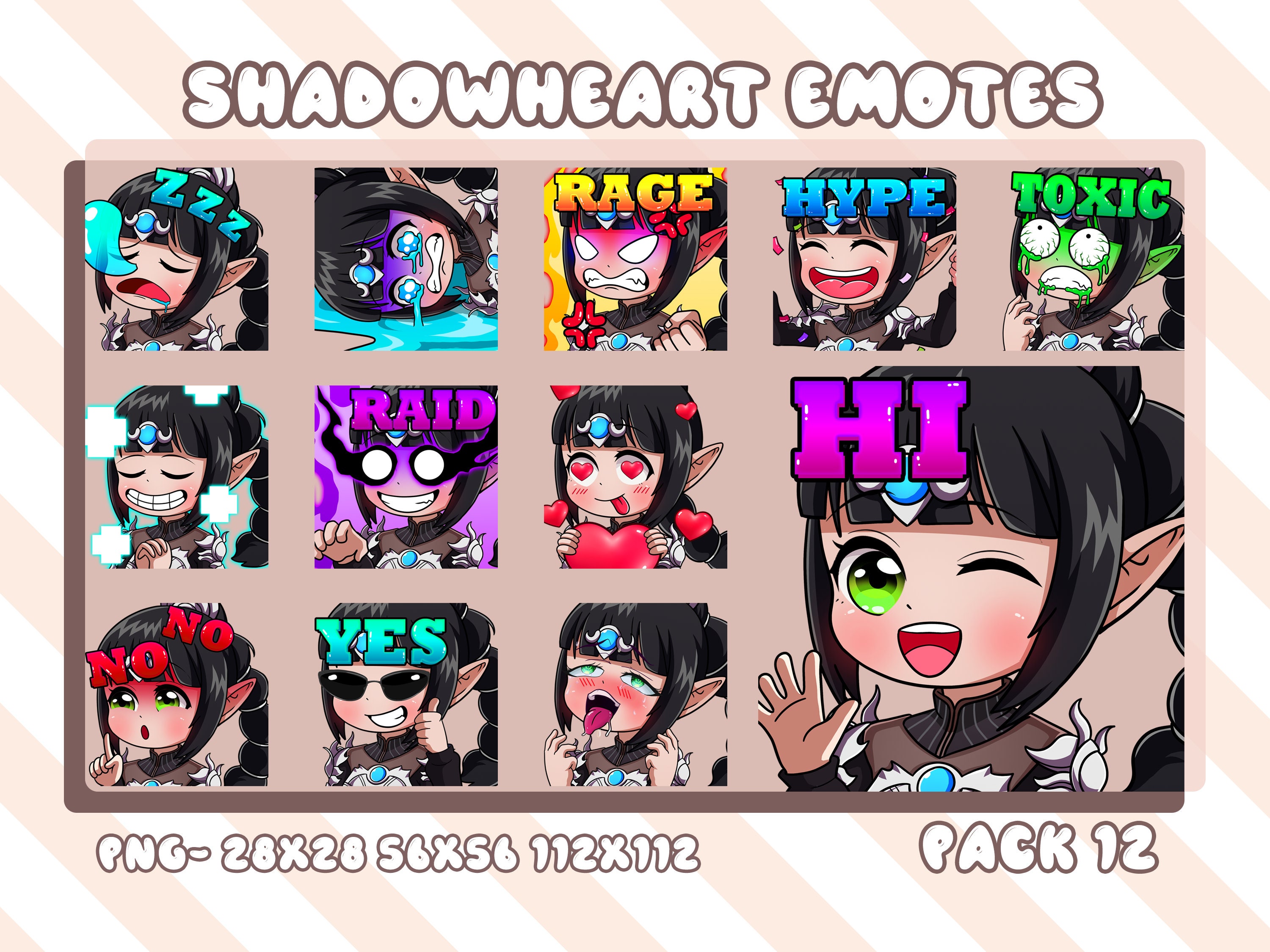 12x Shadowheart Baldur's Gate 3 Twitch Static Emotes Pack, Twitch ...