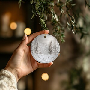 Snowy Mountain Path Ceramic Ornament: Winter Forest Sunrise - Etsy