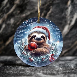 2D Sloth Christmas Ornament Gift, Holiday Gift for Sloth Lover ...