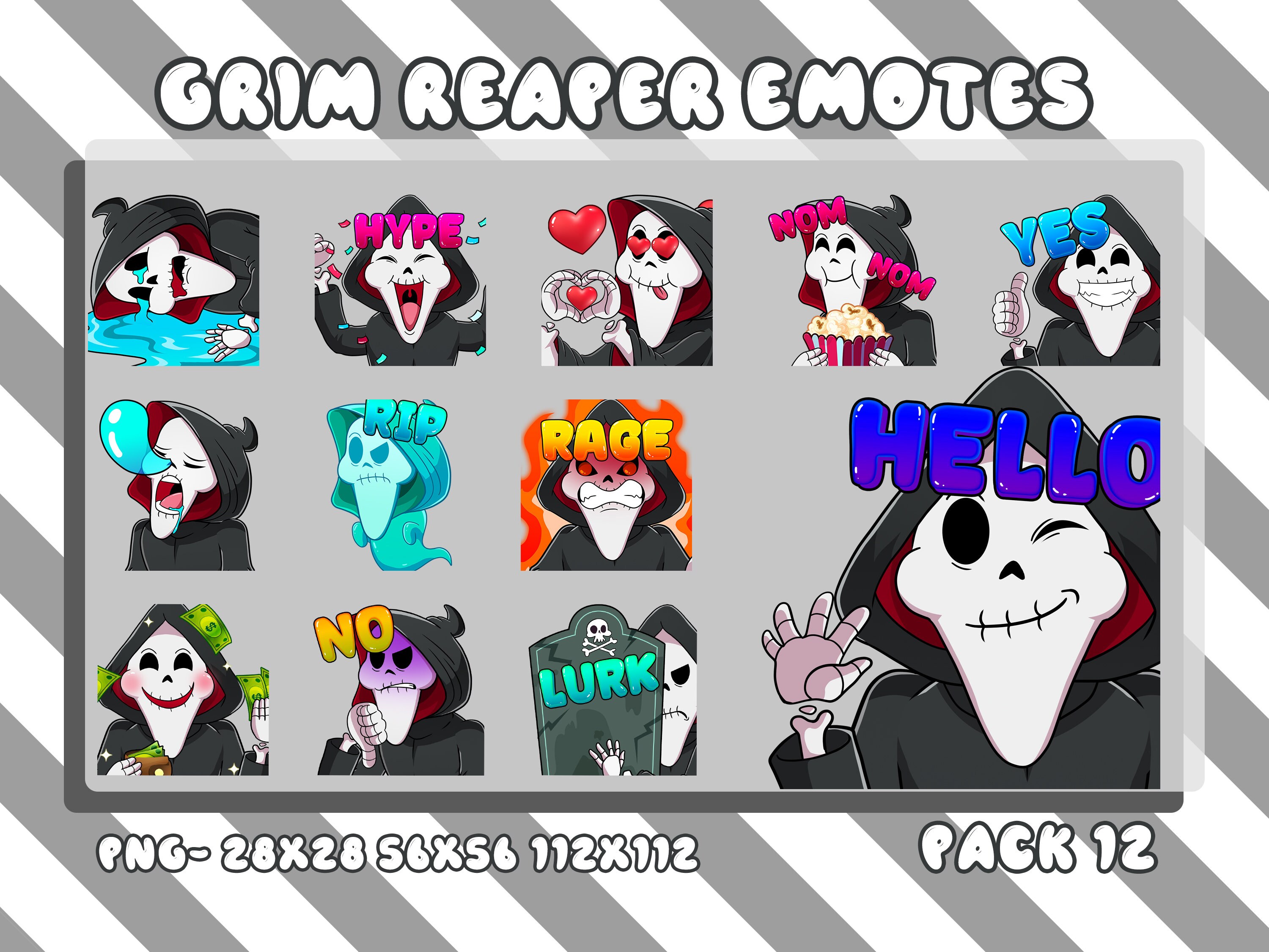 12x Grim Reaper Twitch Static Emotes Pack, Twitch Grim Reaper Emotes ...