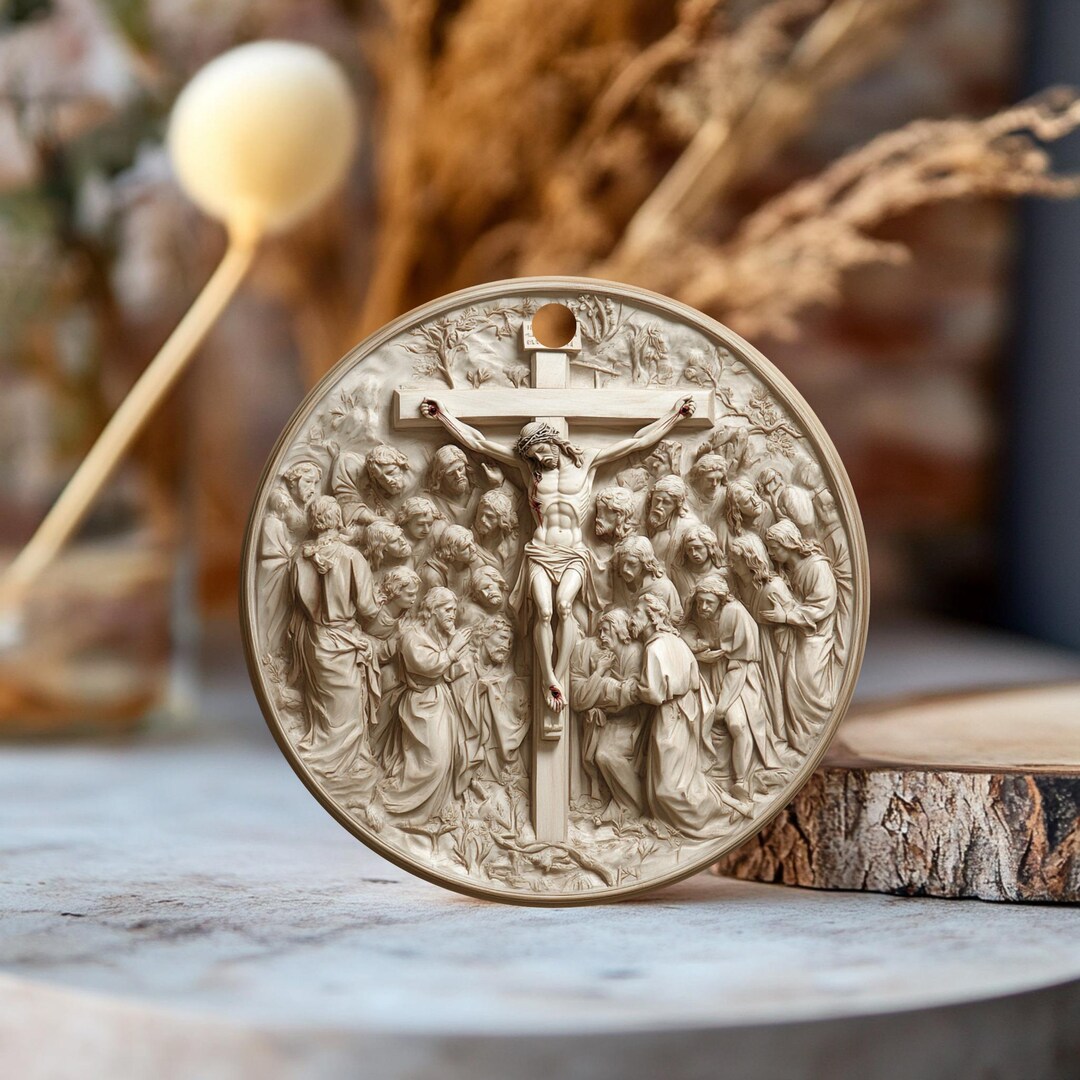 2D Jesus Crucifixion Wall Art Ceramic Ornament, Religious Printed ...