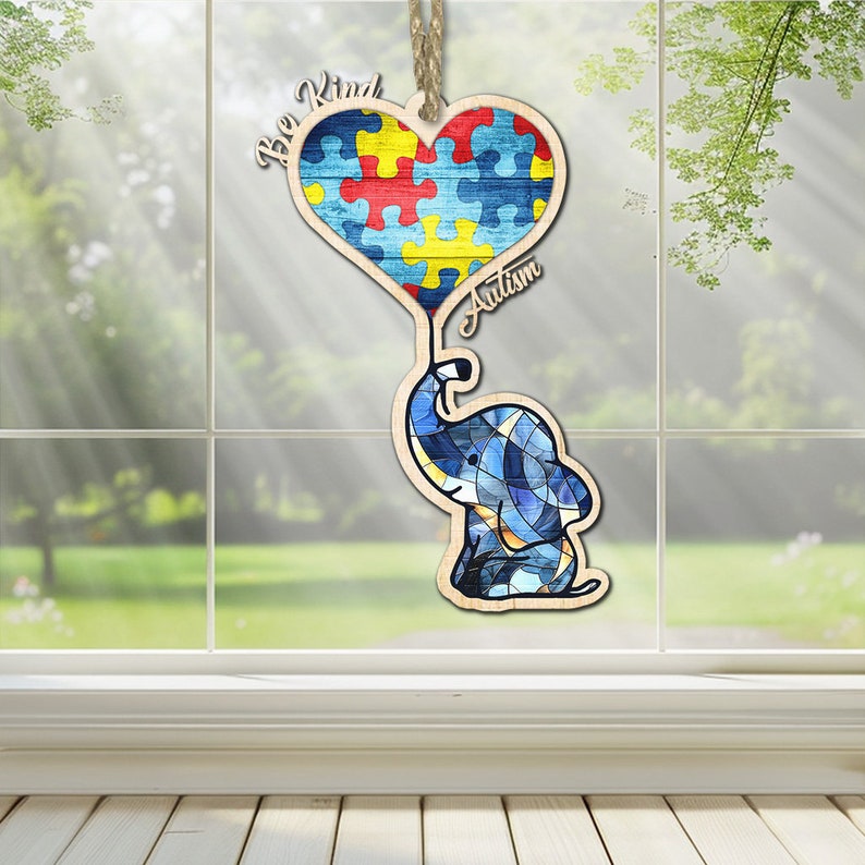Be Kind Autism Elephant Window Hangings,special Education Gift,autism ...