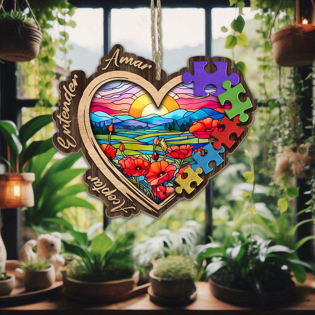 Autism Awareness Heart Window Hanging: Special Education Gift - Etsy