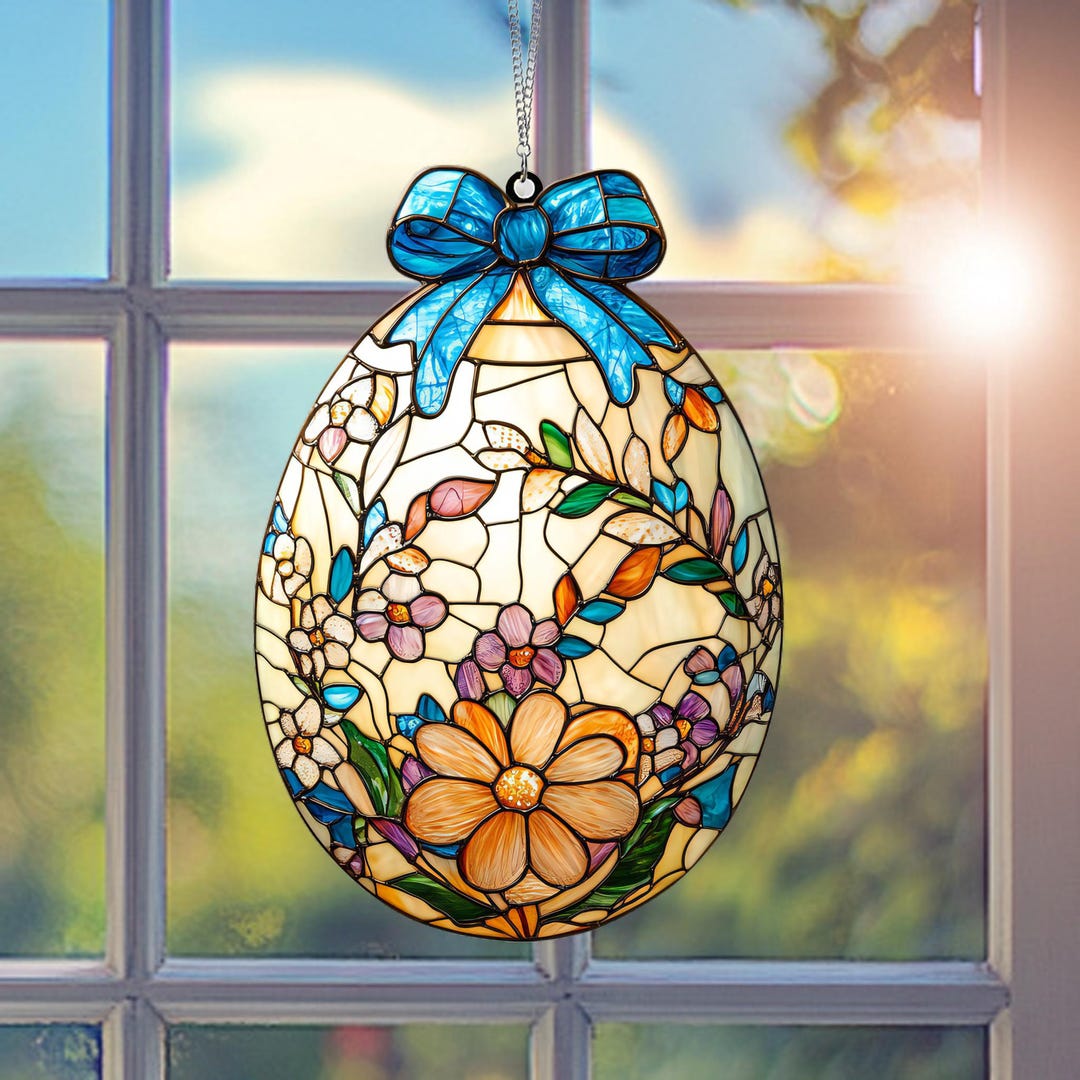 Floral Easter Egg Acrylic Window Hanging: Colorful Home Decor - Etsy