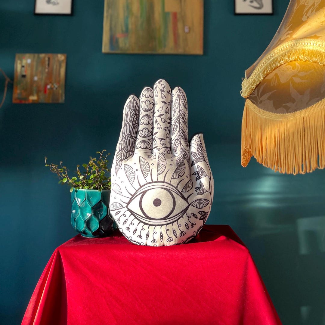 Velvet Hand Pillow, Plush Sculpture - Enchanting Witchy Decor for Home ...