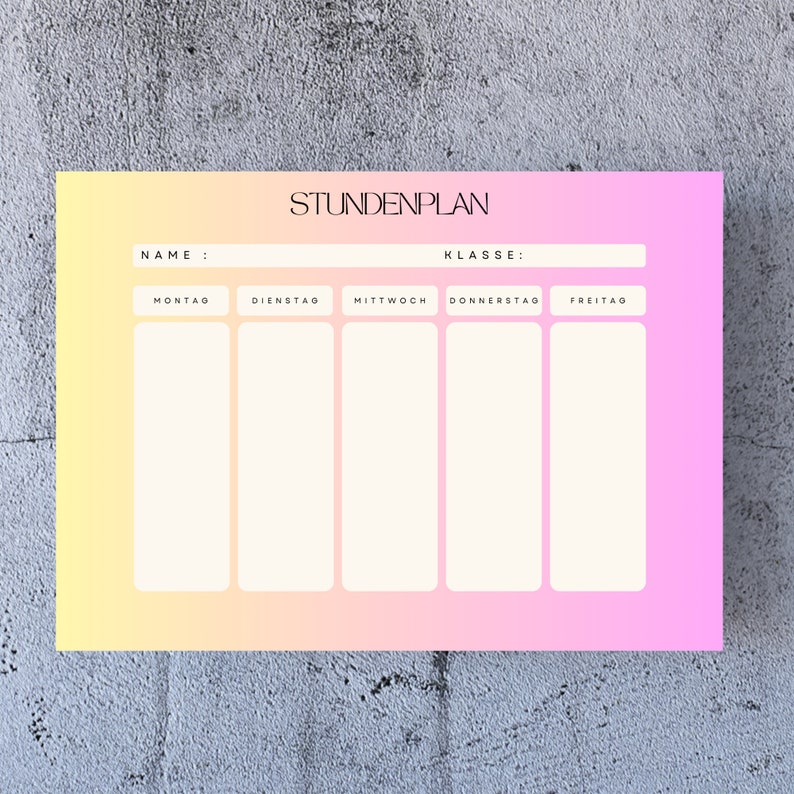 Timetable to Print, Timetable Download, Timetable DIN A4, Timetable PDF ...
