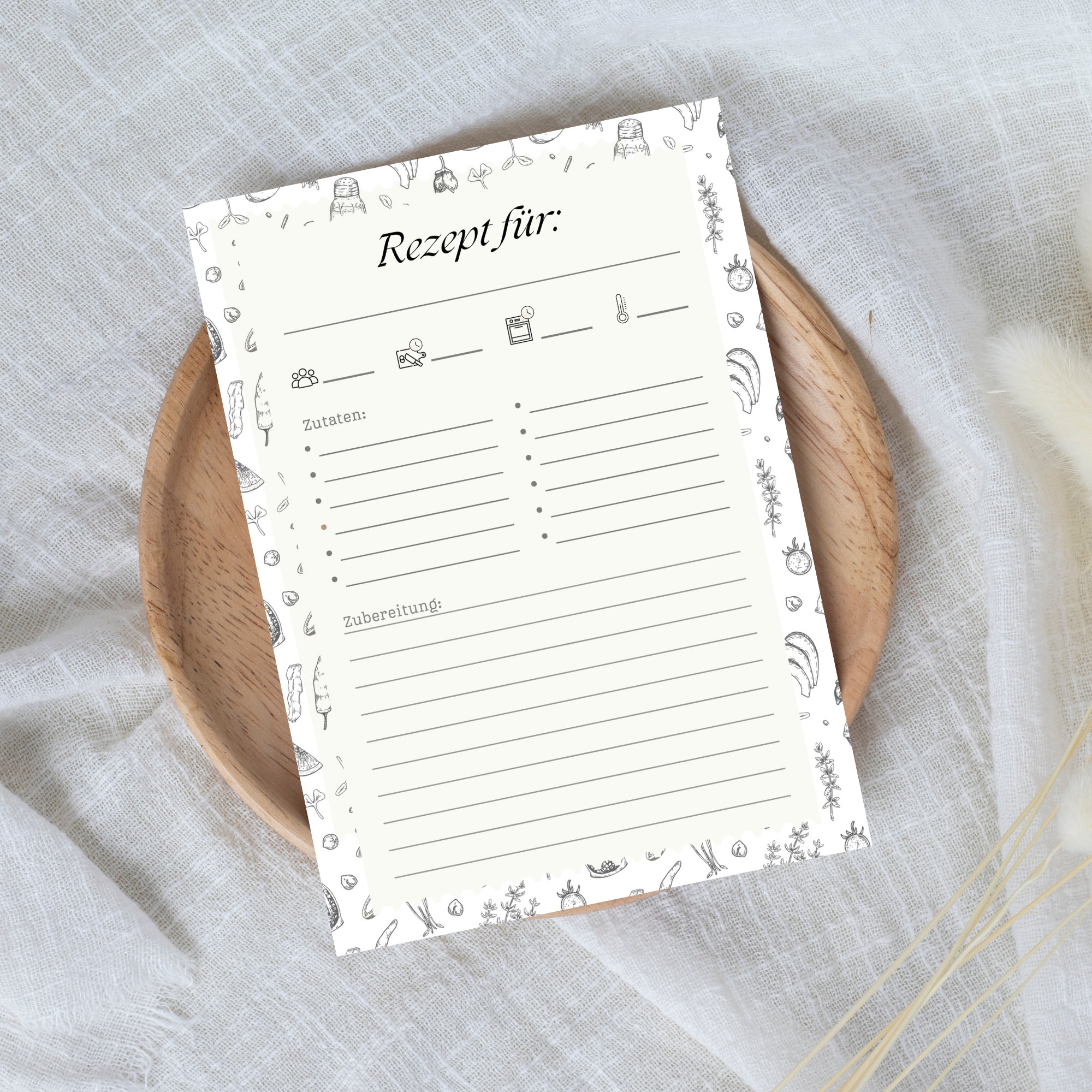 Rezeptvorlage zum Ausdrucken, Rezept DIN A4 zum Drucken, digitaler ...