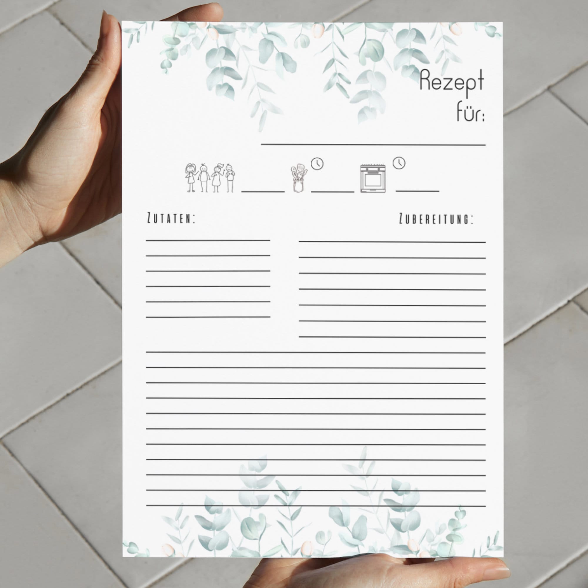 Rezeptvorlage zum Ausdrucken, Rezept DIN A4 zum Drucken, digitaler ...
