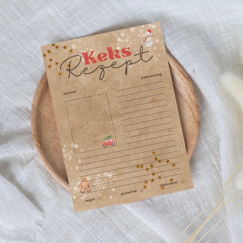 Cookie Recipe Template for Printing, Recipe DIN A4 for Printing ...