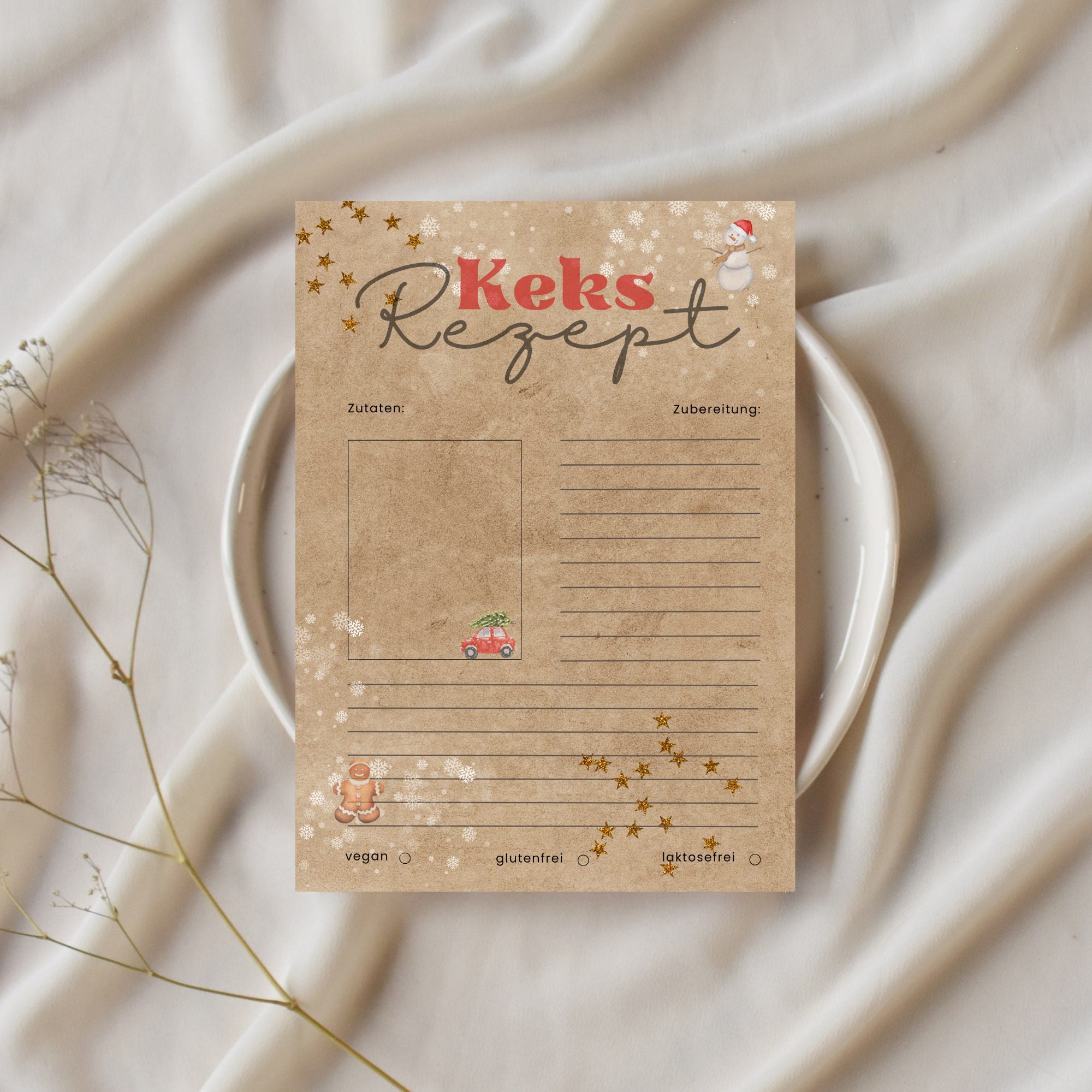Cookie Recipe Template for Printing, Recipe DIN A4 for Printing ...