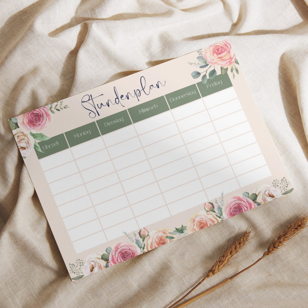 Timetable for Printing Timetable Download Timetable DIN A4 - Etsy