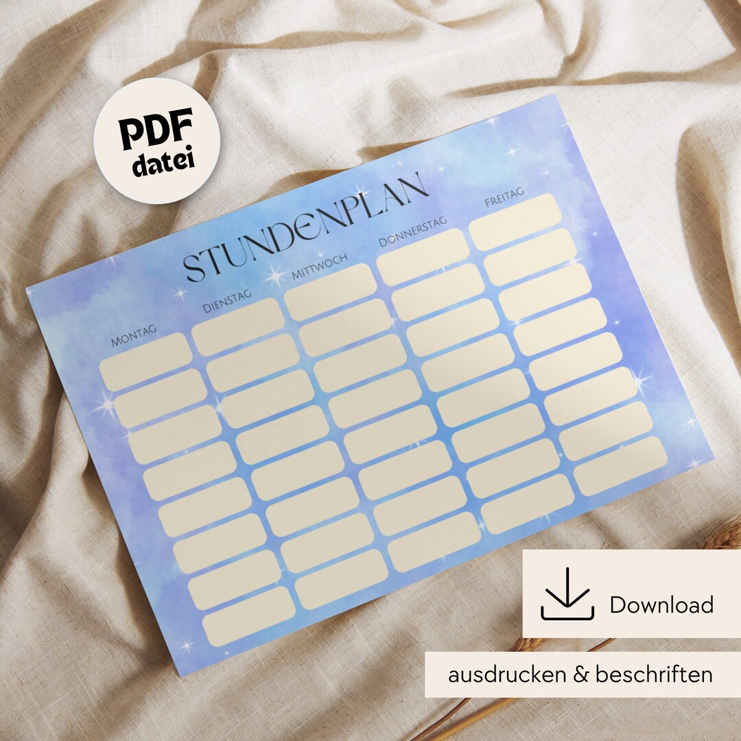 Timetable to Print, Timetable Download, Timetable DIN A4, Timetable PDF ...