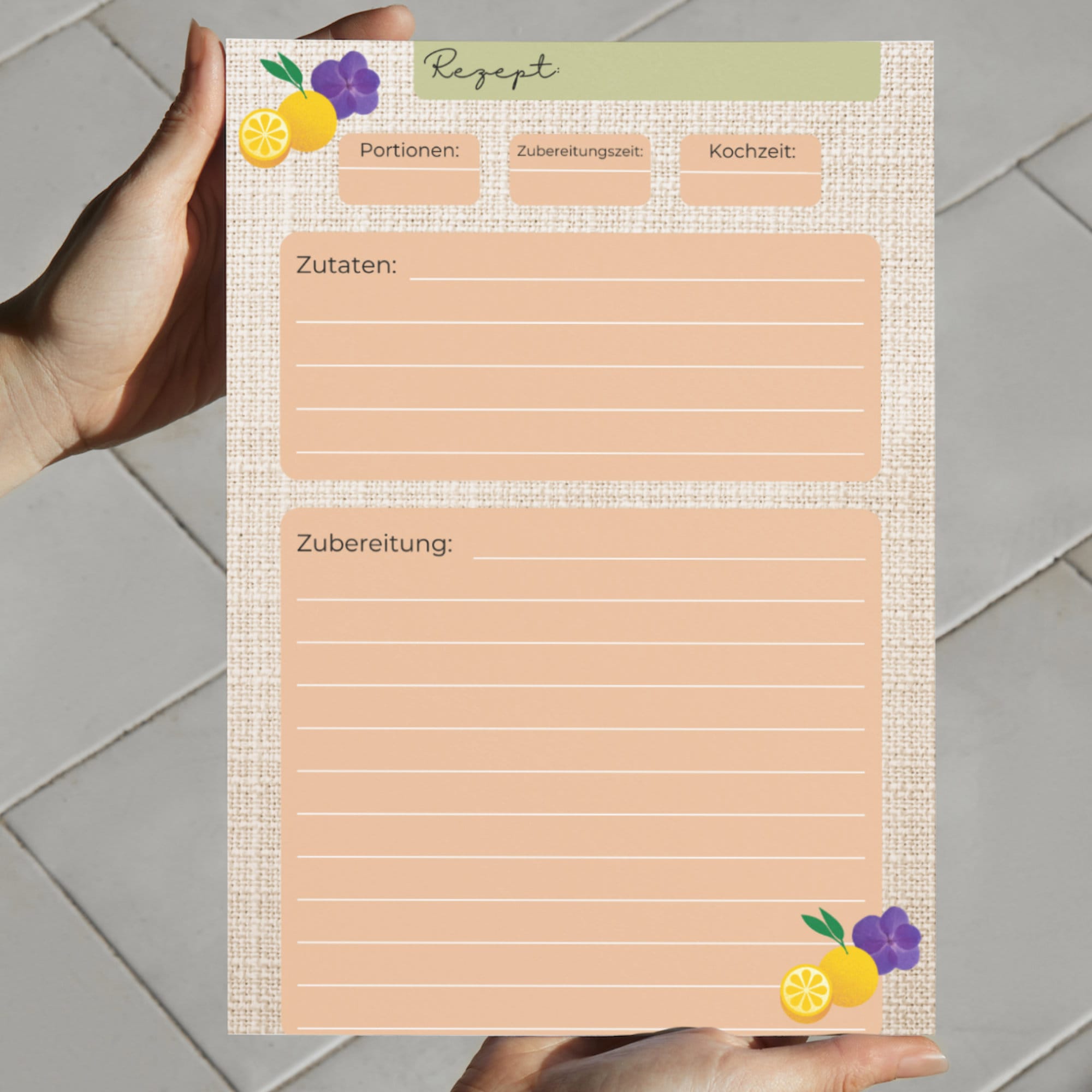 Rezeptvorlage zum Ausdrucken, Rezept DIN A4 zum Drucken, digitaler ...