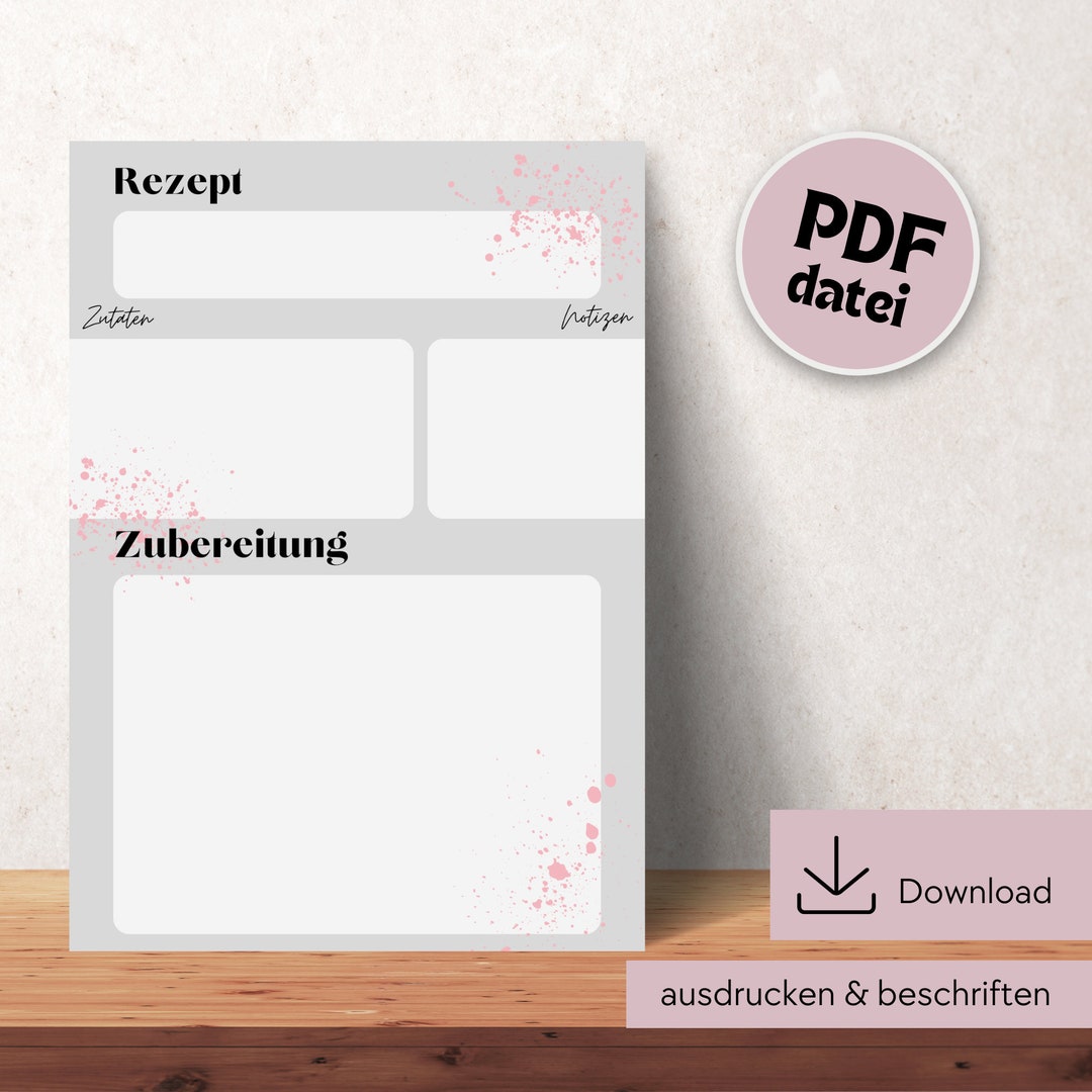 Recipe Template For Printing Recipe Din A4 For Printing Digital