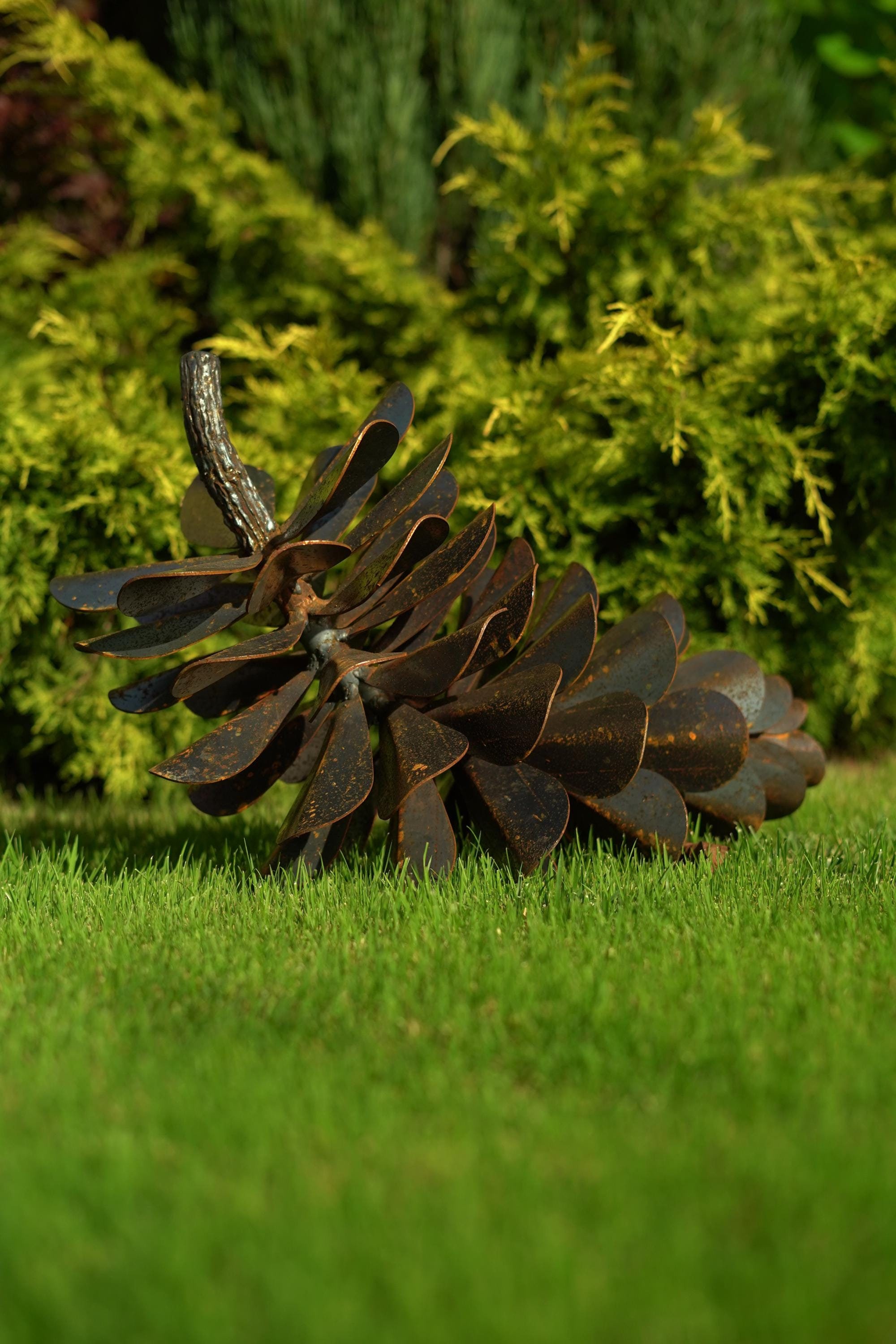 Pine Cone Sculpture Made From Rusty Steel – Unique Element for Outdoor ...