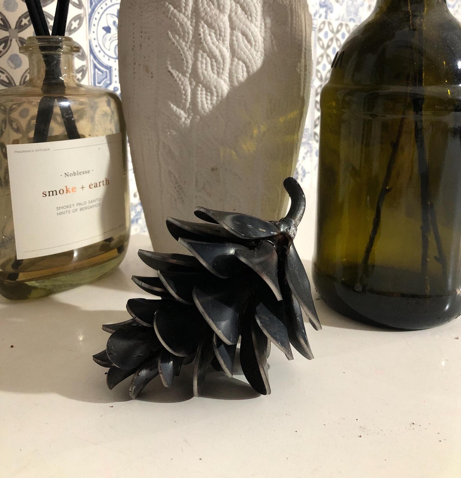 Rusted Pine Cone Sculpture - Adorn Your Home and Space , Unique Metal ...