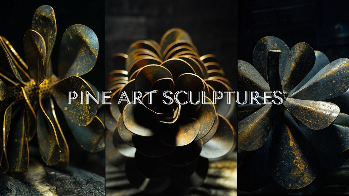 Rusted Pine Cone Sculpture - Adorn Your Garden, Unique Metal Sculpture ...