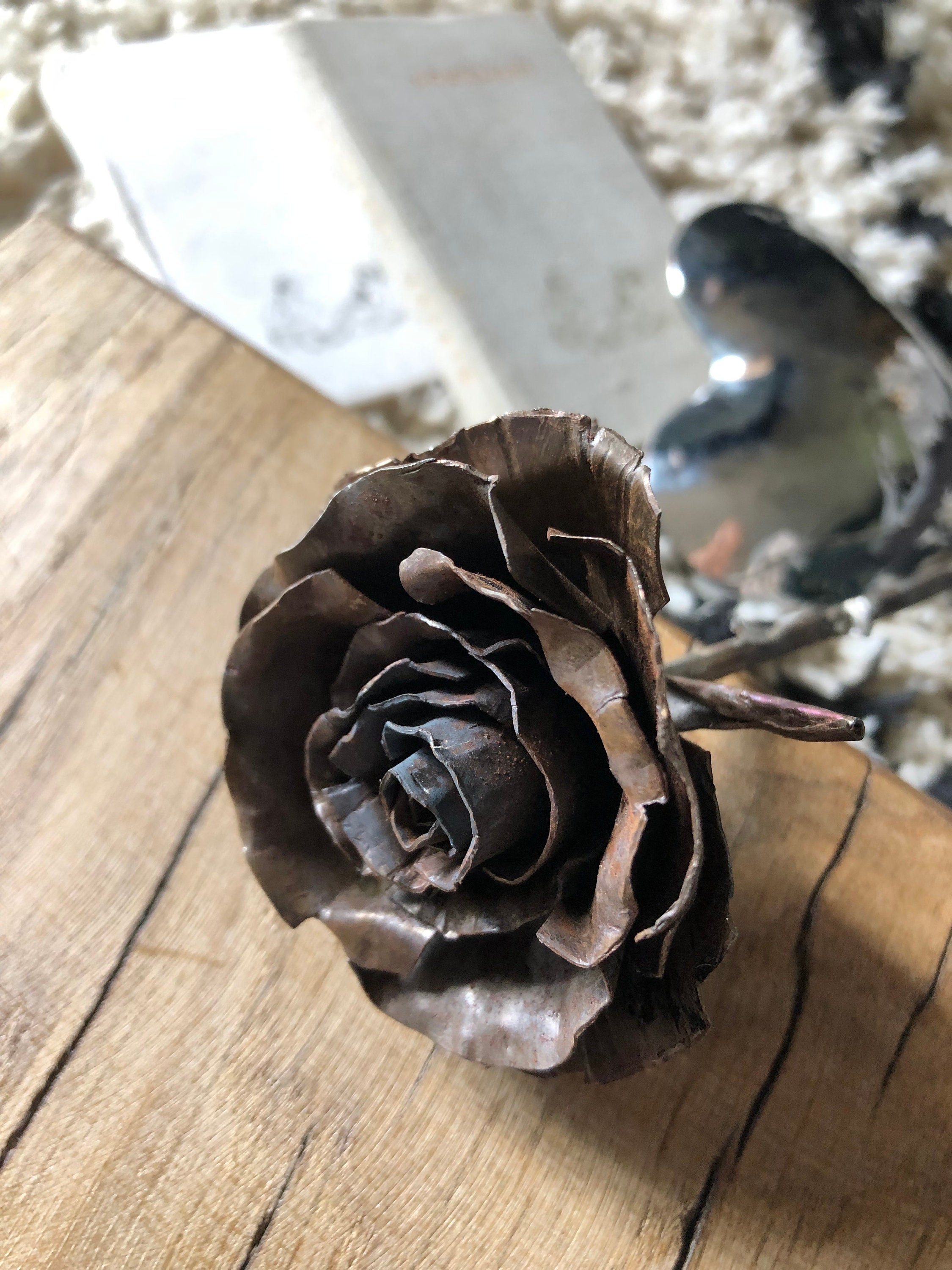 Handmade Metal Rose, Flower Sculpture, Perfect Gift, Forged Flower ...