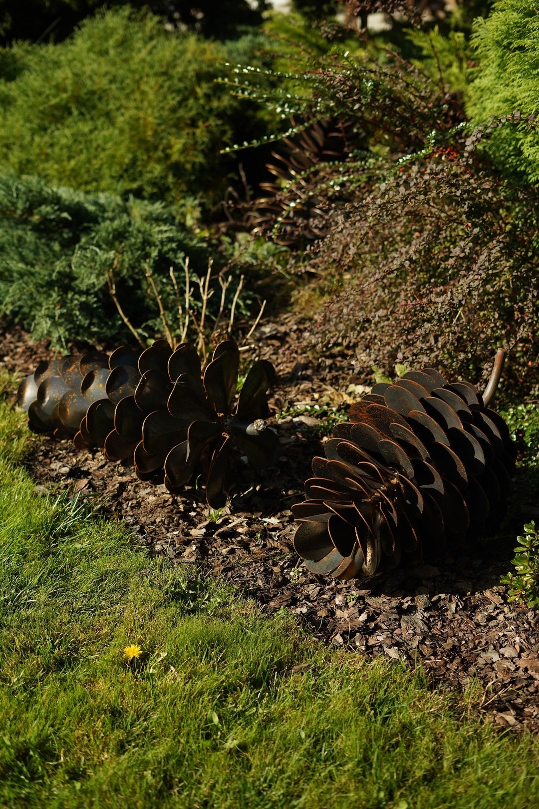 Corten Steel Pine Cone Sculpture Element for Outdoor Space Arrangement ...
