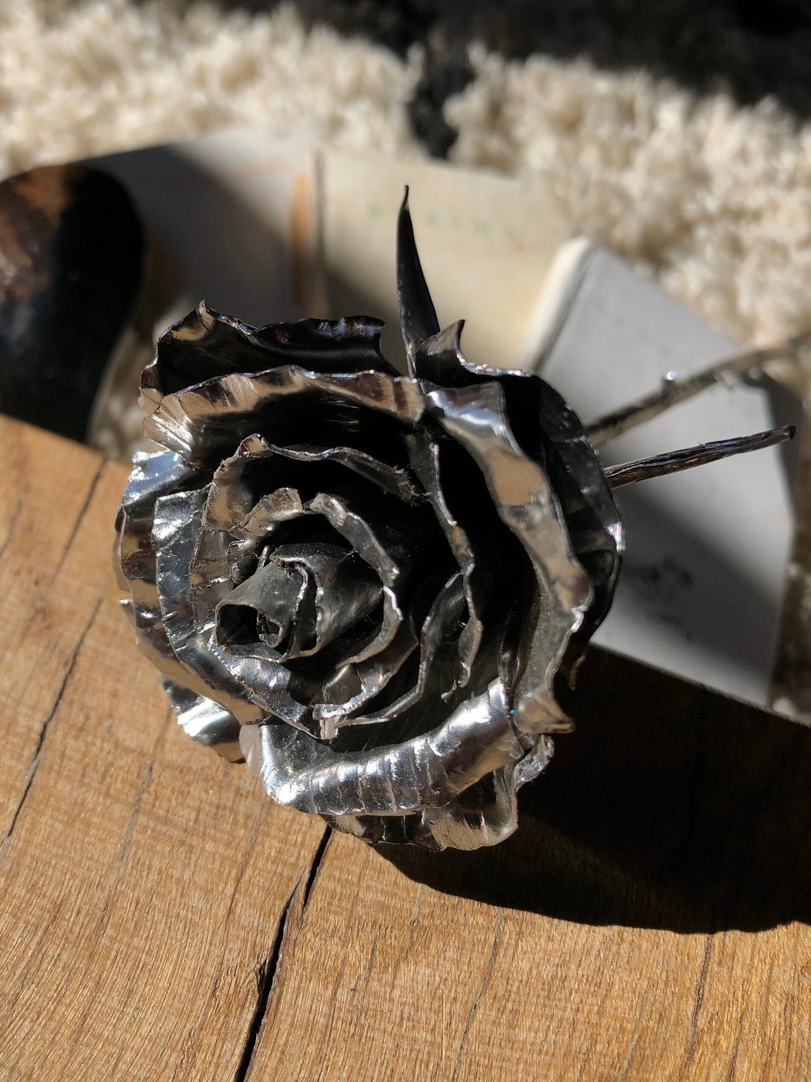 Handmade Metal Rose, Flower Sculpture, Perfect Gift, Forged Flower ...