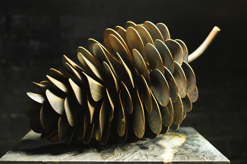 Stunning Rusted Pine Cone Sculpture for Garden Decor | Unique Metal Art 50cm X 35cm | Rustic ...