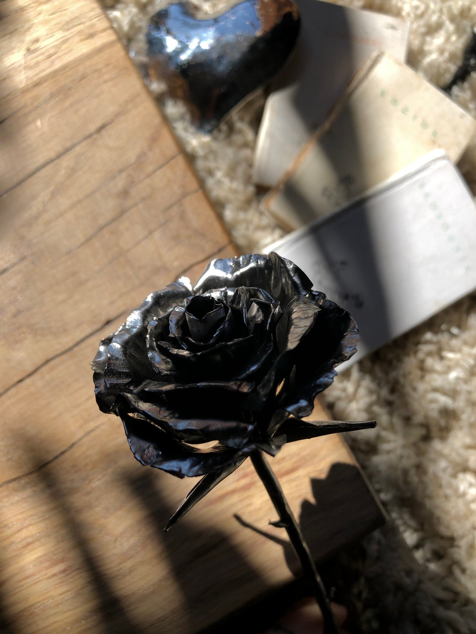 Handmade Metal Rose, Flower Sculpture, Perfect Gift, Forged Flower ...