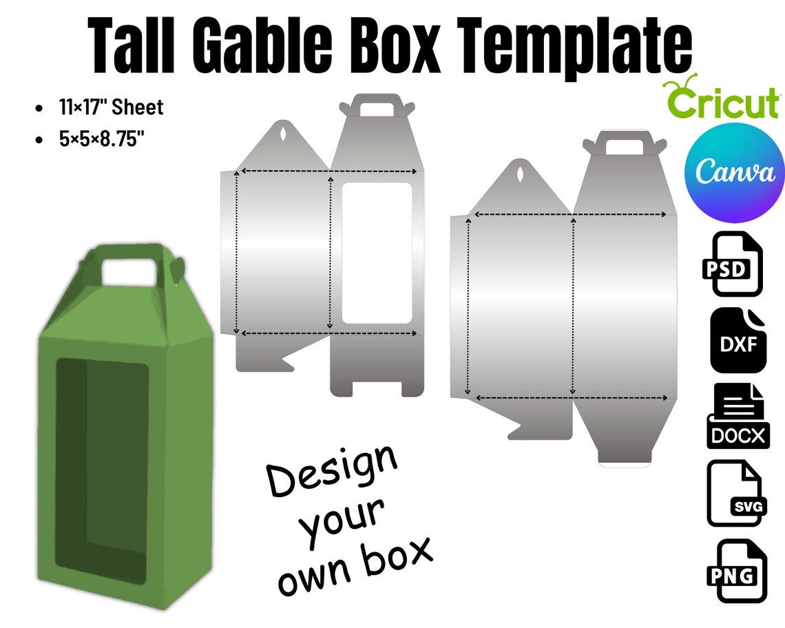 Tall Gable Box Template, Tall Gable Window Box, Box With Handle ...