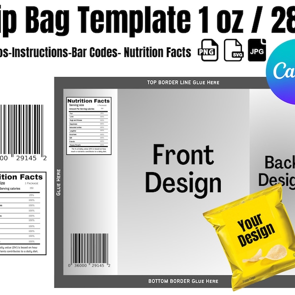 Chip Bag Template for Cricut - Etsy