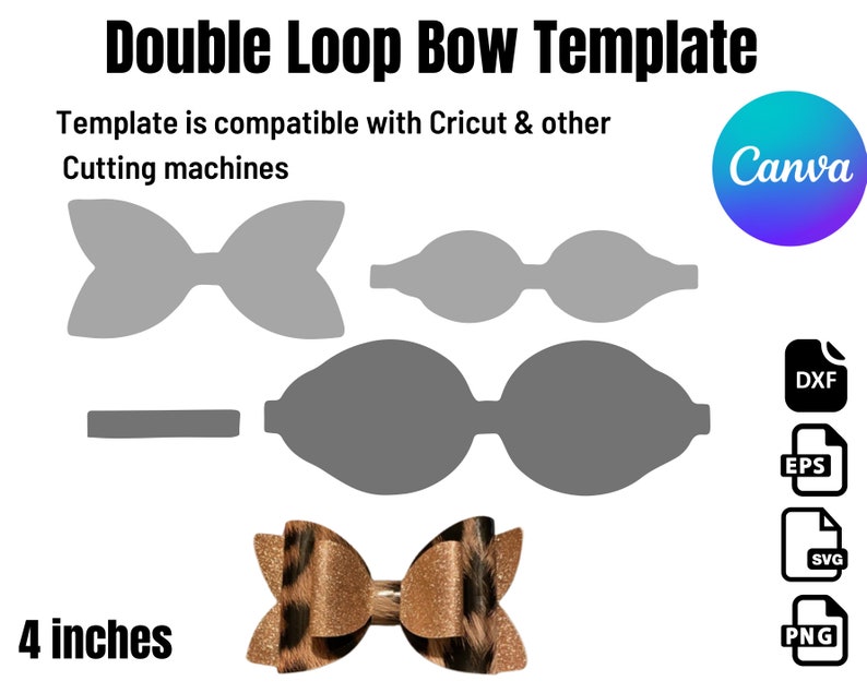 Double Loop Bow Template SVG Digital Cut Files for Cricut, Silhouette ...