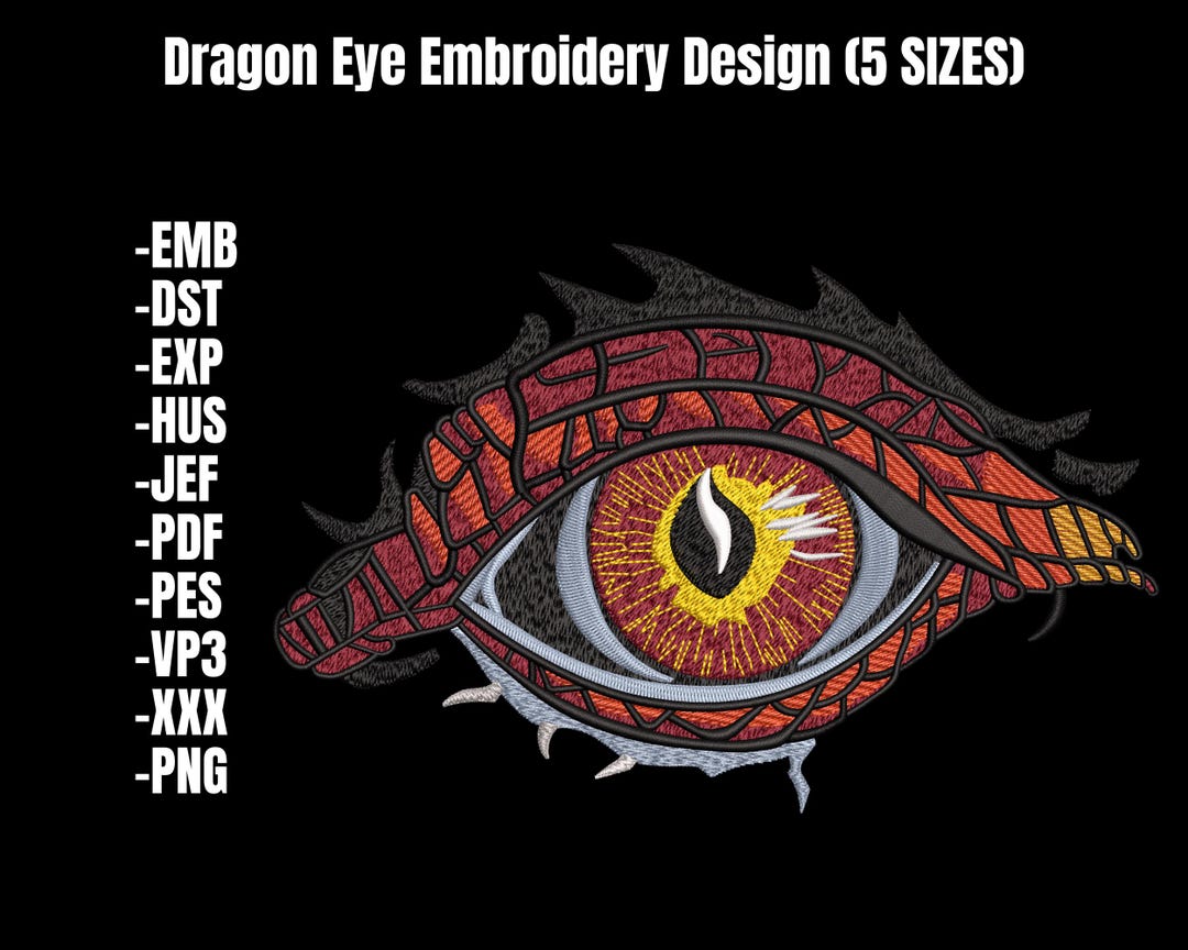 Dragon Eye Machine Embroidery Design - Dragon Eye Embroidery Files - 5 ...