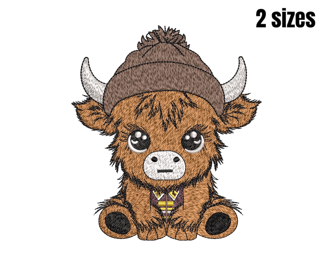 Baby Highland Cow Embroidery Design | Cute Cow Machine Embroidery ...