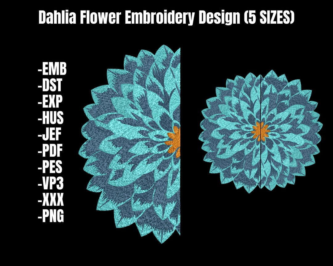 Dahlia Flower Machine Embroidery Design Dahlia Flower Embroidery Files 5 Sizes Instant Download ...