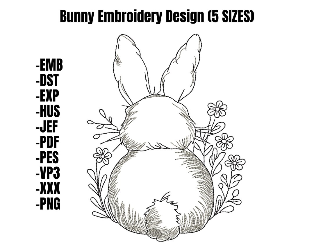 Easter Bunny Embroidery Design - Cute Bunny Machine Embroidery File ...