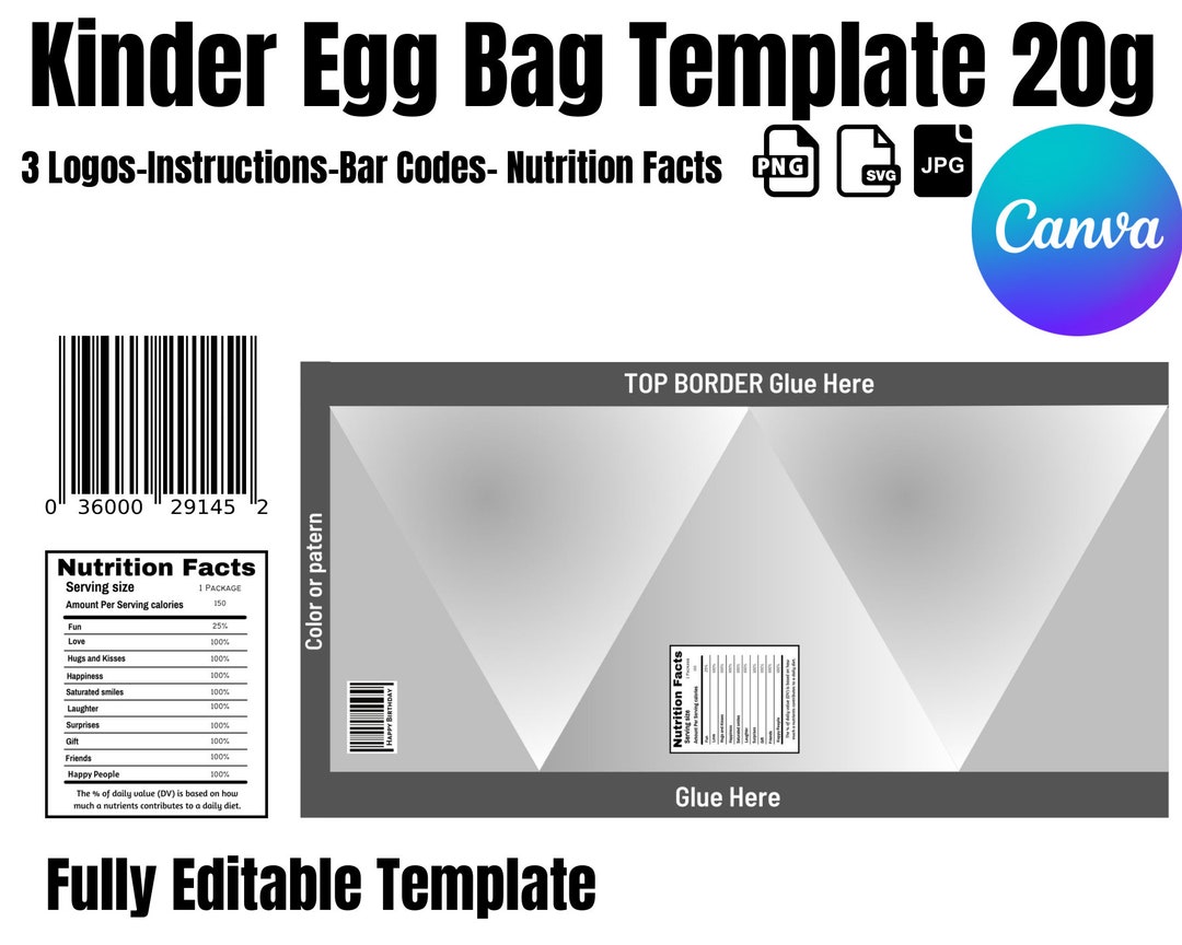 Kinder Egg Holder Template, Chocolate Egg Holder Template, Chip Bag ...