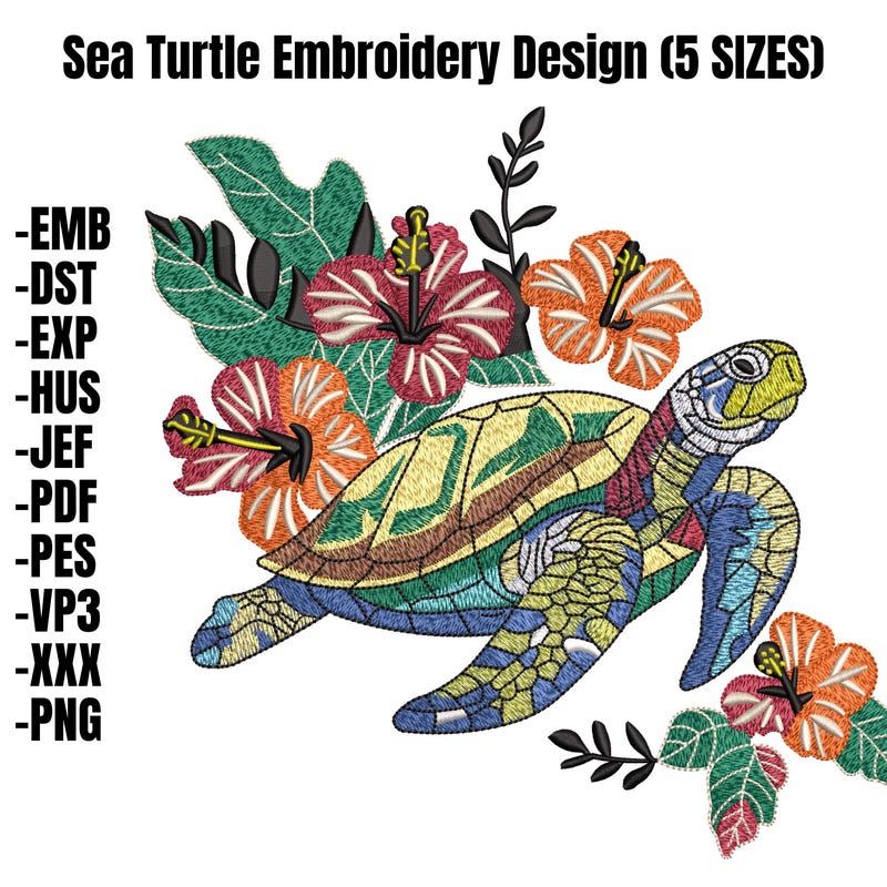 Turtle Embroidery - Etsy