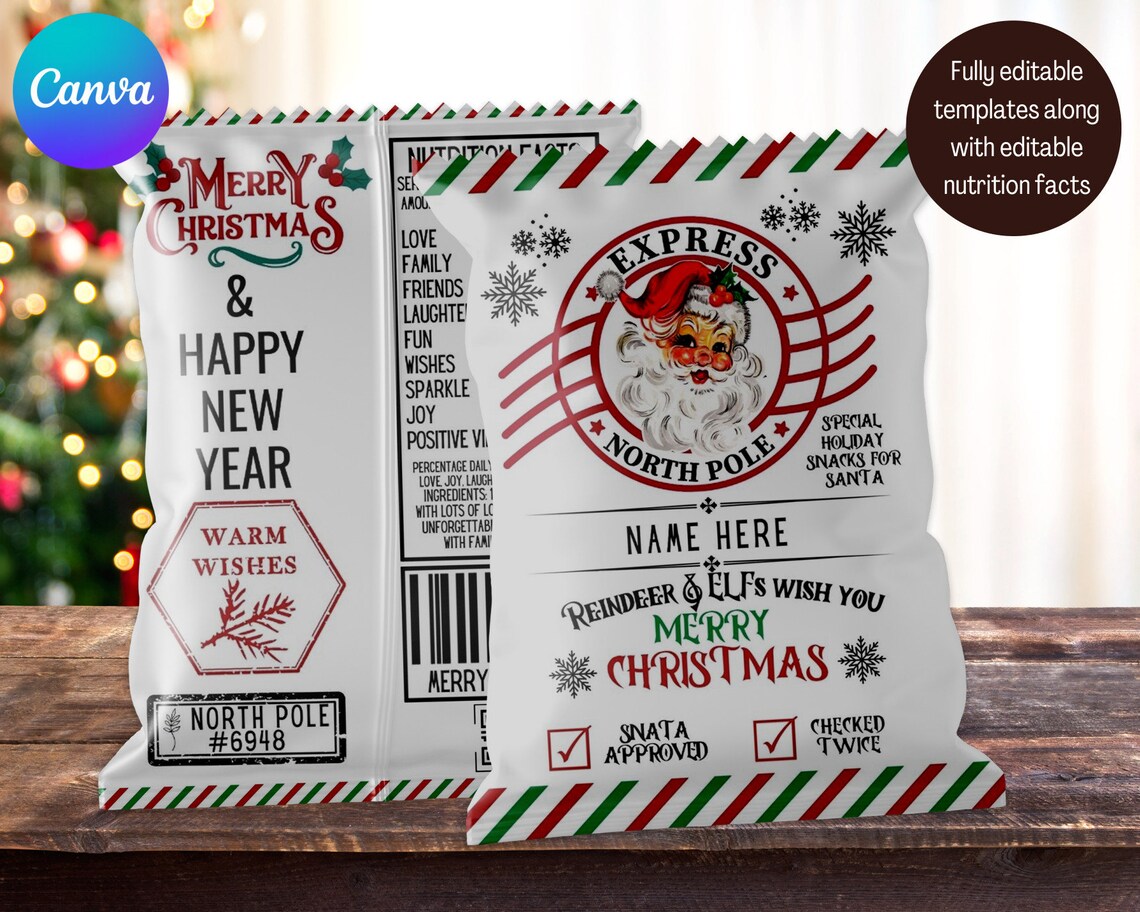 EDITABLE Chip Bag Wrapper Template, 1 Oz Chip Bag Party Favors ...