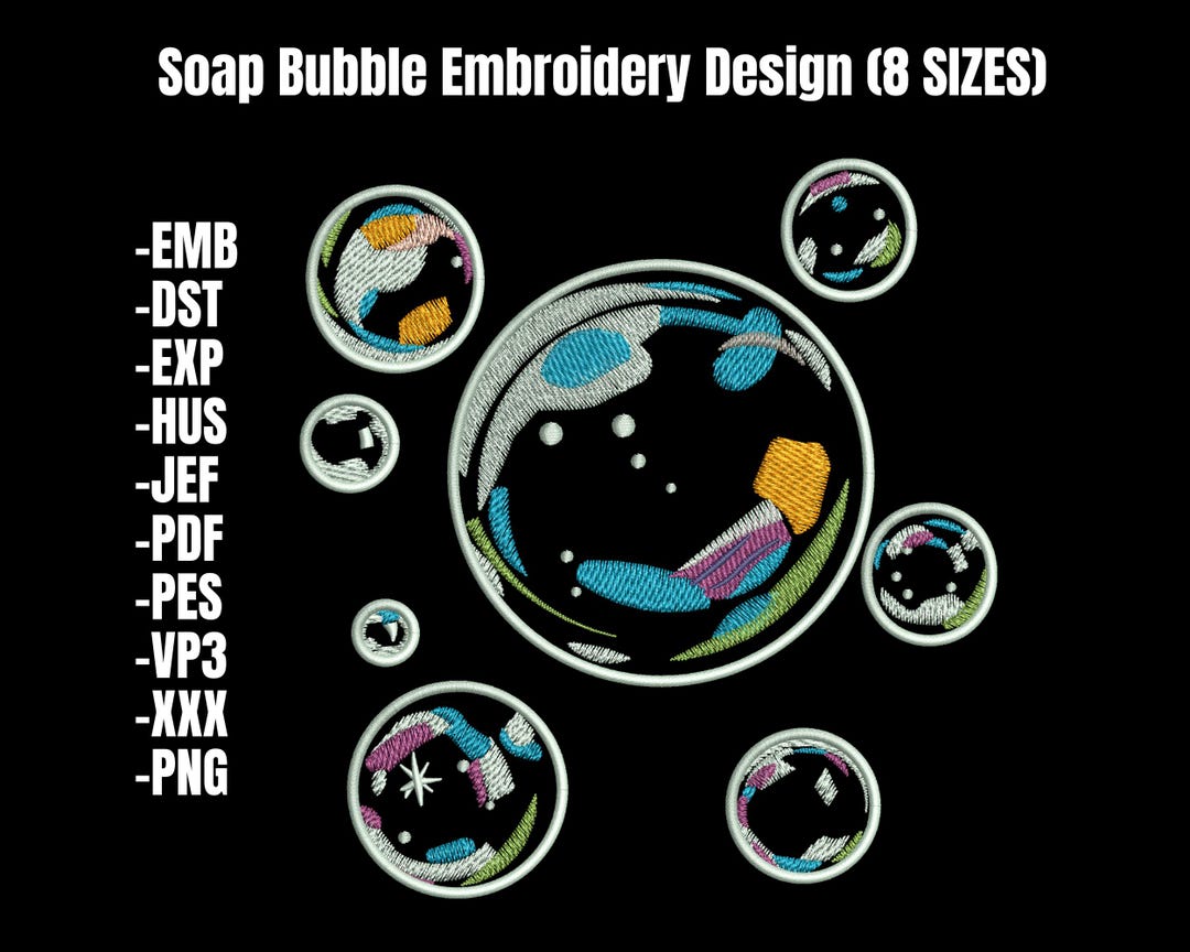 Soap Bubble Embroidery Design | Bubbles Machine Embroidery File ...