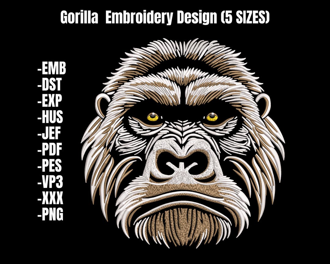 Realistic Gorilla Face Embroidery Design – Wild Animal Pattern - Etsy