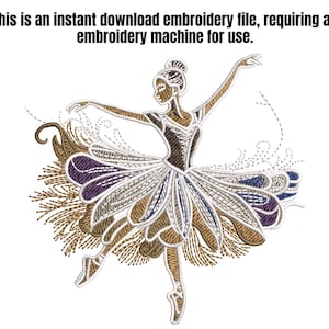 Royal Embroidery Pattern, Ballerina Embroidery Machine Design, Dancer ...