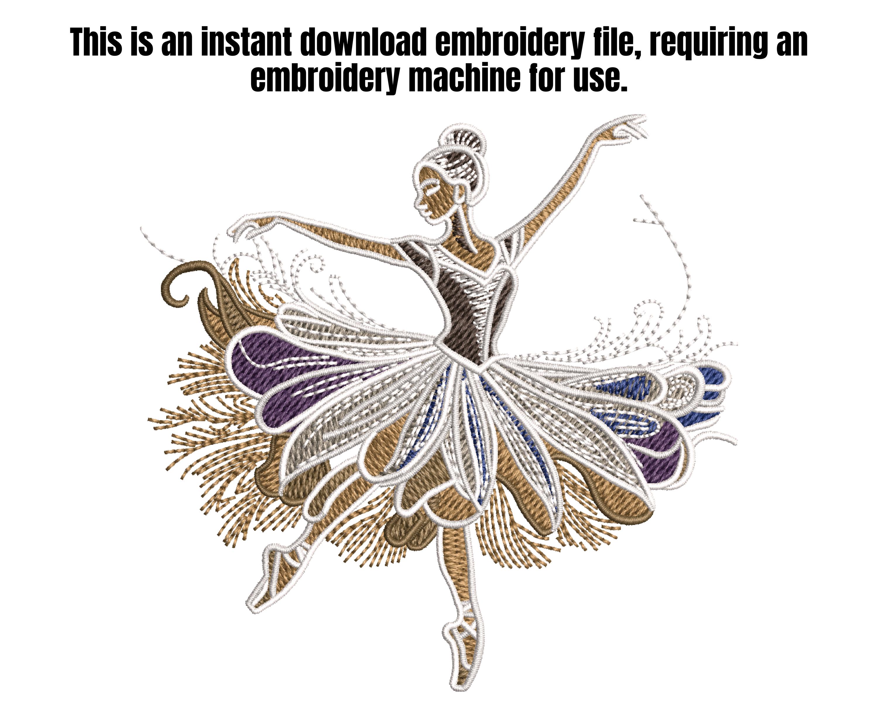 Royal Embroidery Pattern, Ballerina Embroidery Machine Design, Dancer ...