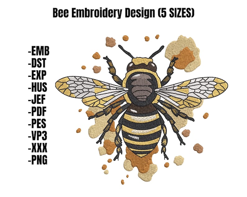 Bee Watercolor Machine Embroidery Design | Realistic Bee Embroidery ...