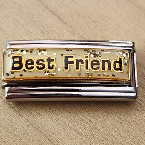 Superlink Double BFF Best Friend Silver Italian Charm 9mm Bracelet Link ...