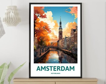 Amsterdam Travel Print Wall Art Amsterdam Wall Hanging Home Décor Amsterdam Gift Art Lovers ...