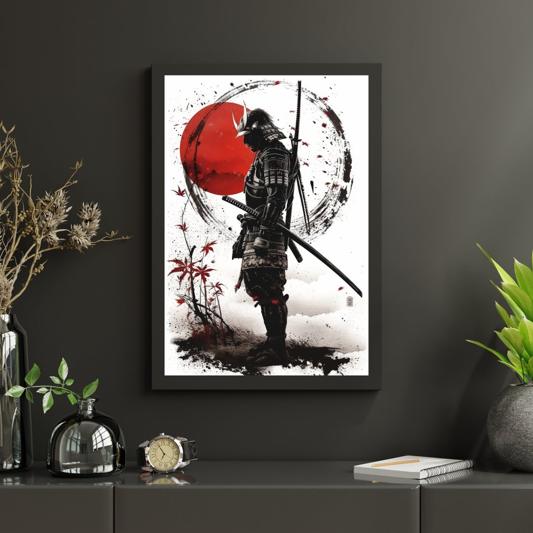 Samurai Warrior Poster Japanese Art Japanese Decor Samurai With Katana ...