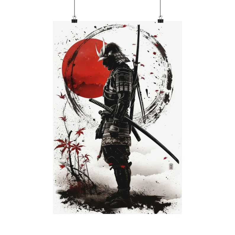 Samurai Warrior Poster Japanese Art Japanese Decor Samurai With Katana ...
