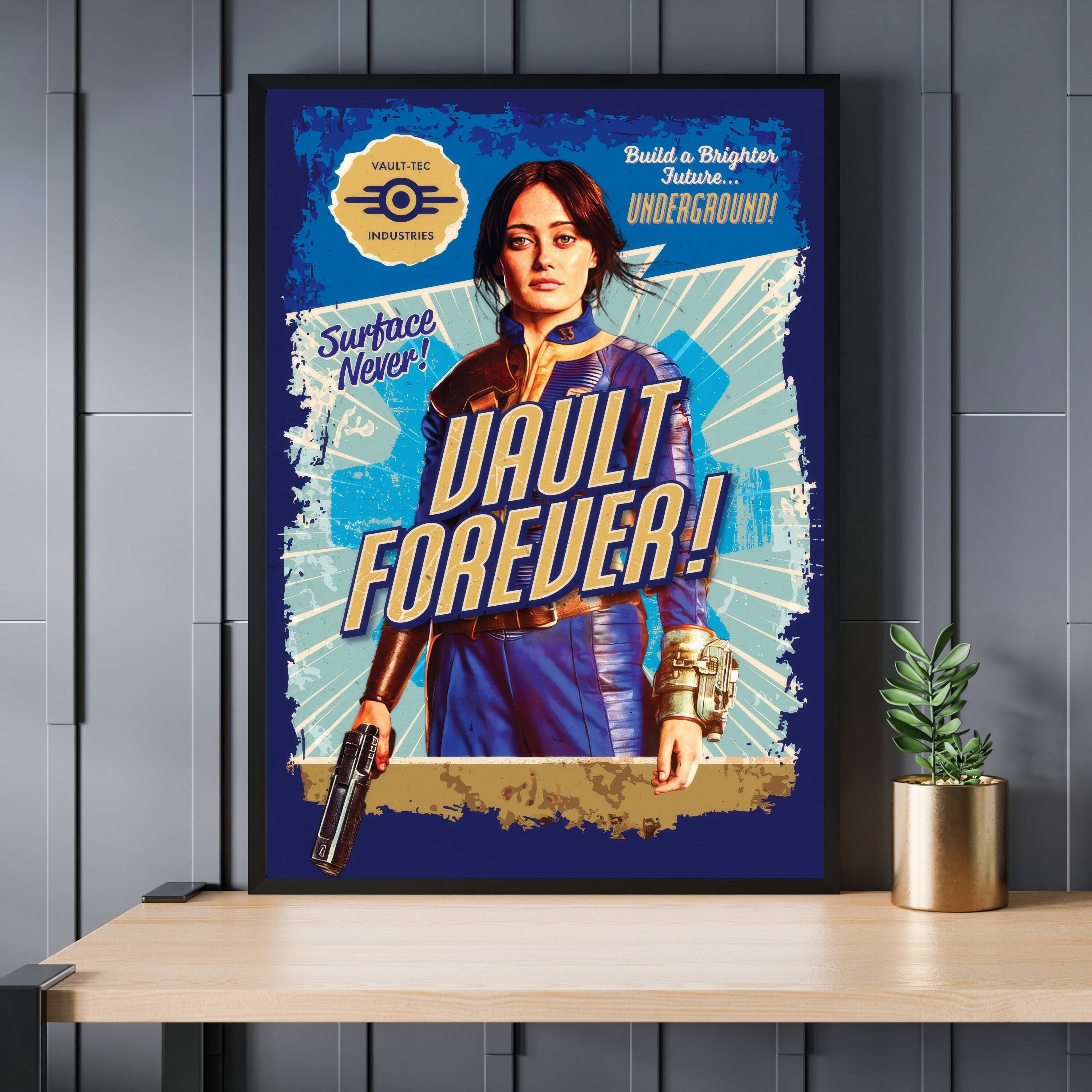 Fallout Game Poster Vault Tec Forever Home Decor Retro Ad Wall Art Gift ...